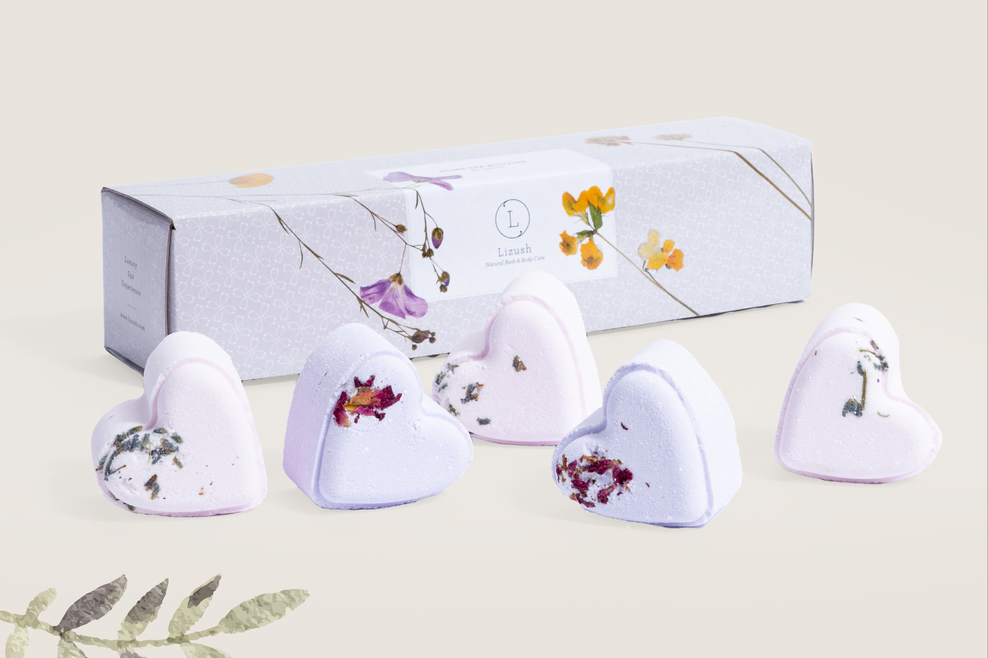 Shower Steamers | Heart Shaped Shower Steamers Gift Box | Set of 5 | Lizush